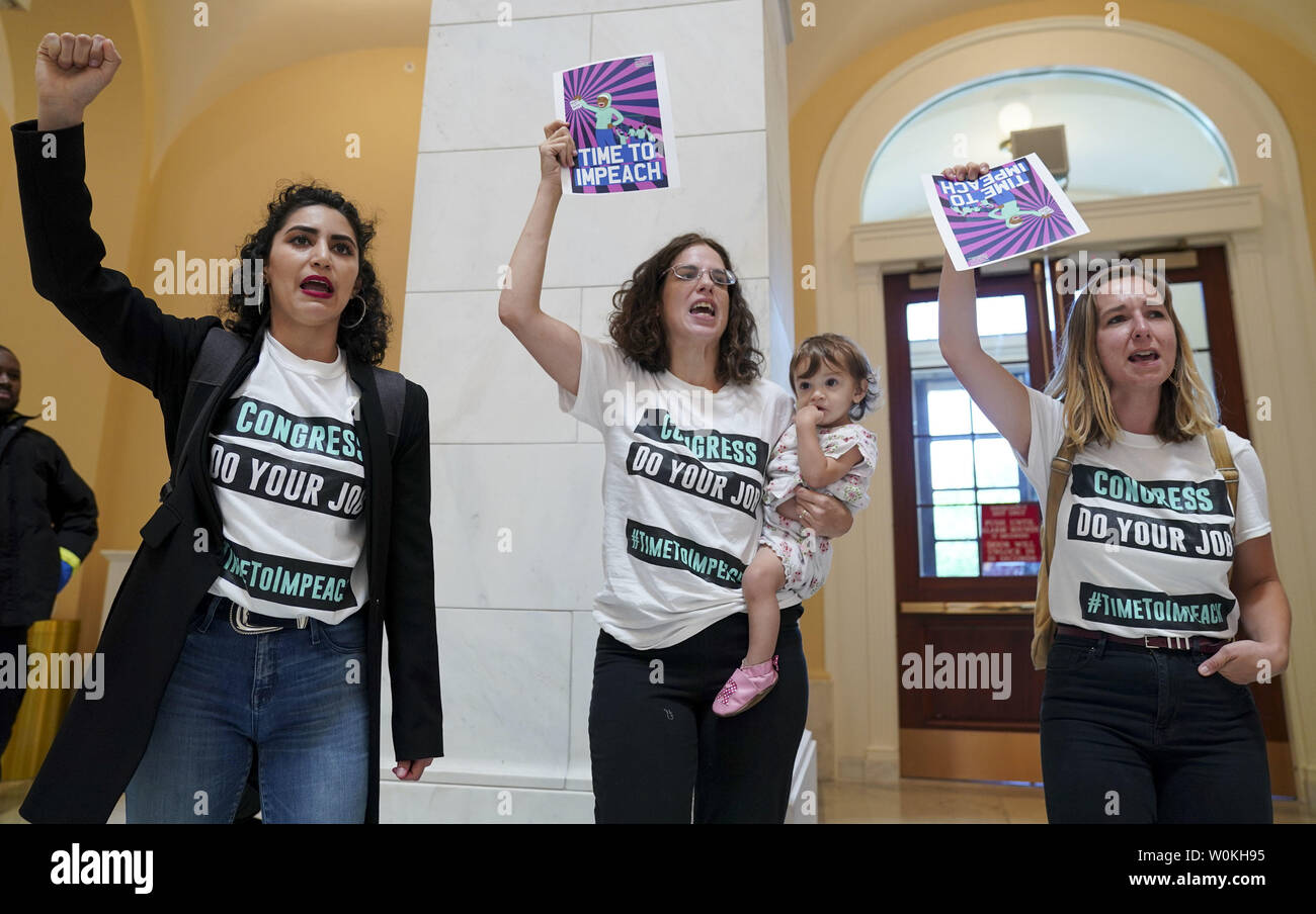 Demonstrators from By the People protest in the Cannon House Office ...