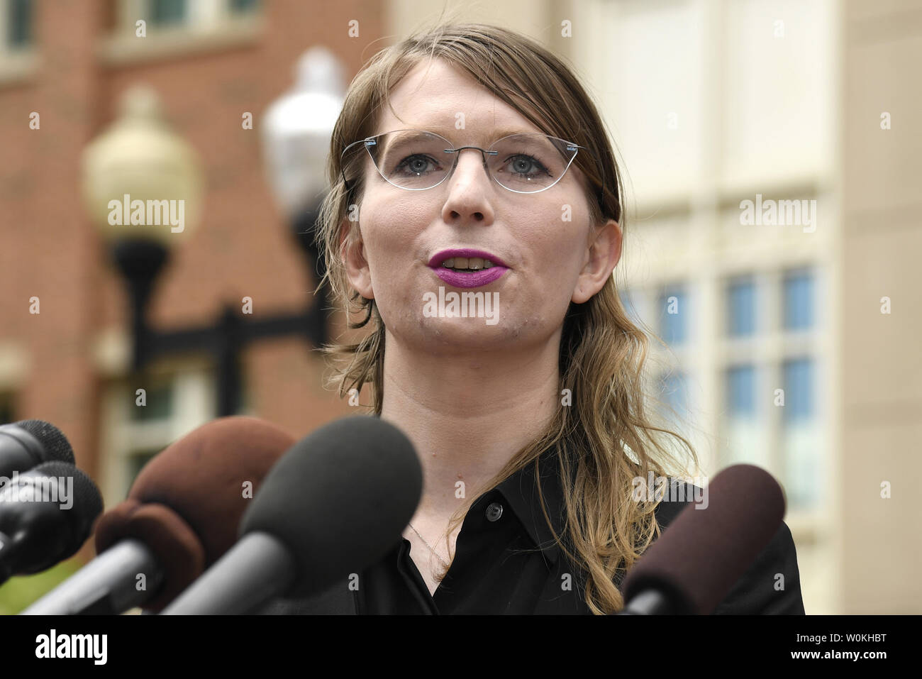 Former US Army intelligence analyst Chelsea Manning talks to reporters ...