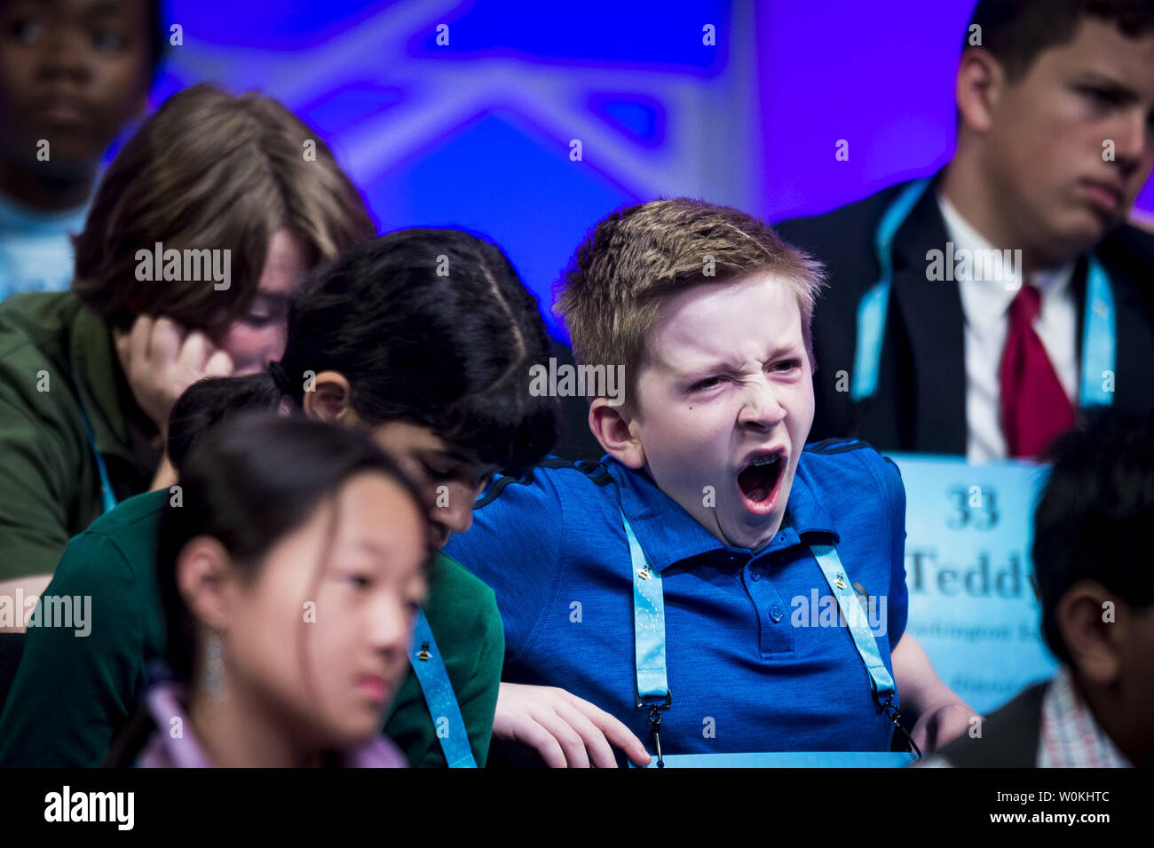 Zachary Long, 13, of Denver, Colorado, struggles to stay awake as he ...