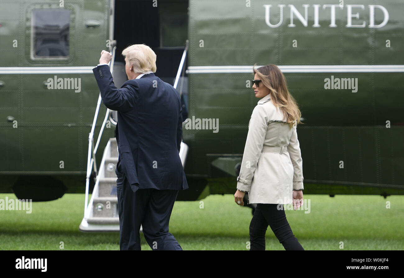 U.S. President Donald Trump and First Lady Melania Trump depart the ...