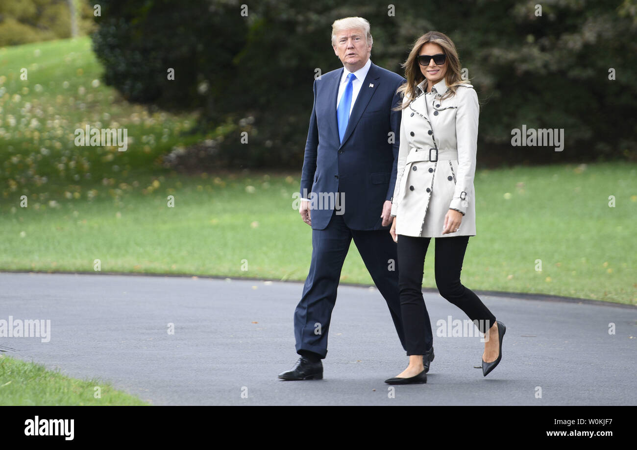 U.S. President Donald Trump and First Lady Melania Trump depart the ...