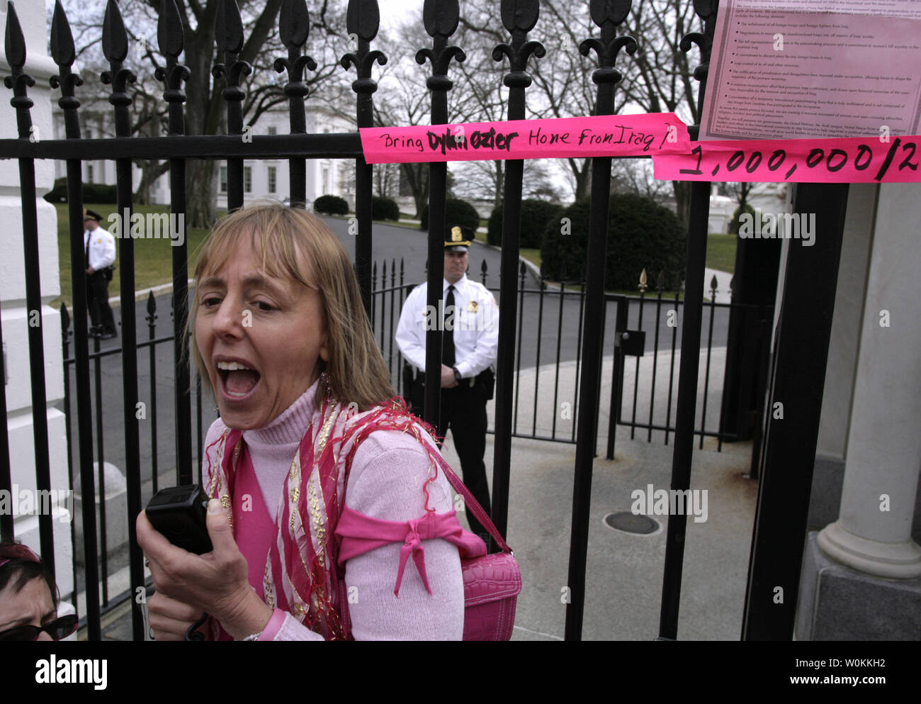 CODEPINK cofounder Medea Benjamin speaks during an anti-Iraqi war rally ...