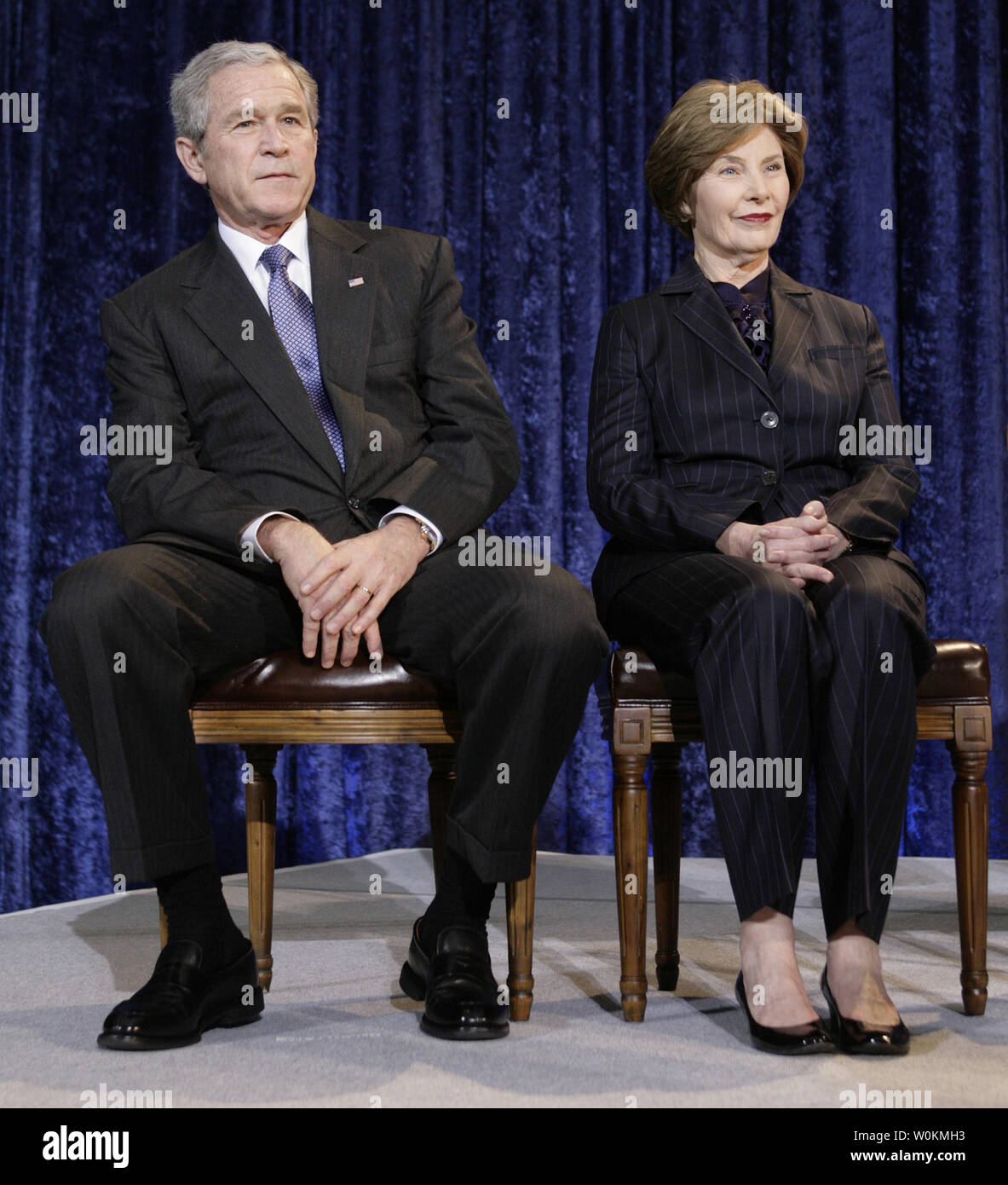 U.S. President George W. Bush and First Lady Laura Bush attend an ...