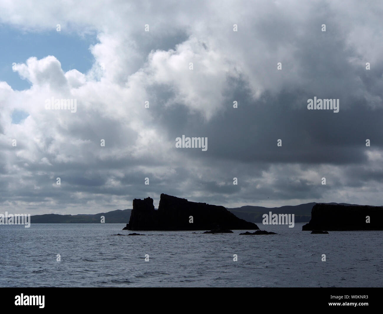 Sea stacks off east coast of Papa Stour, Shetland, Scotland Stock Photo ...