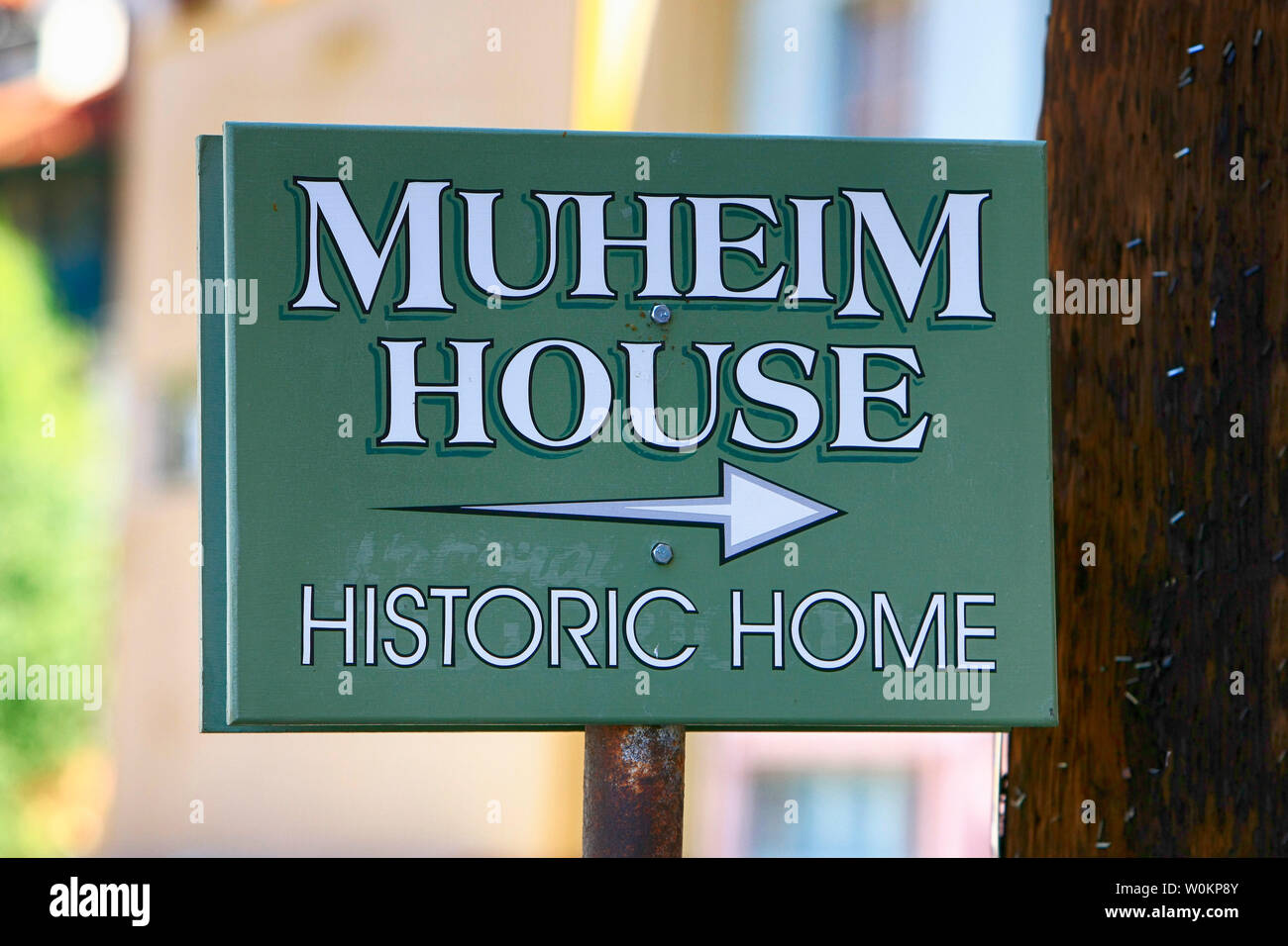 Muheim House Historic Home sign in downtown historic Bisbee AZ Stock ...
