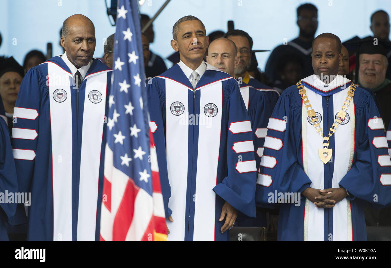 President Barack Obama takes part in ceremonies during the Howard ...