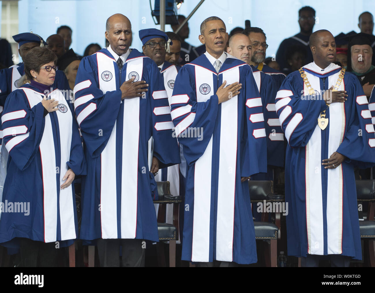 President Barack Obama takes part in ceremonies during the Howard ...