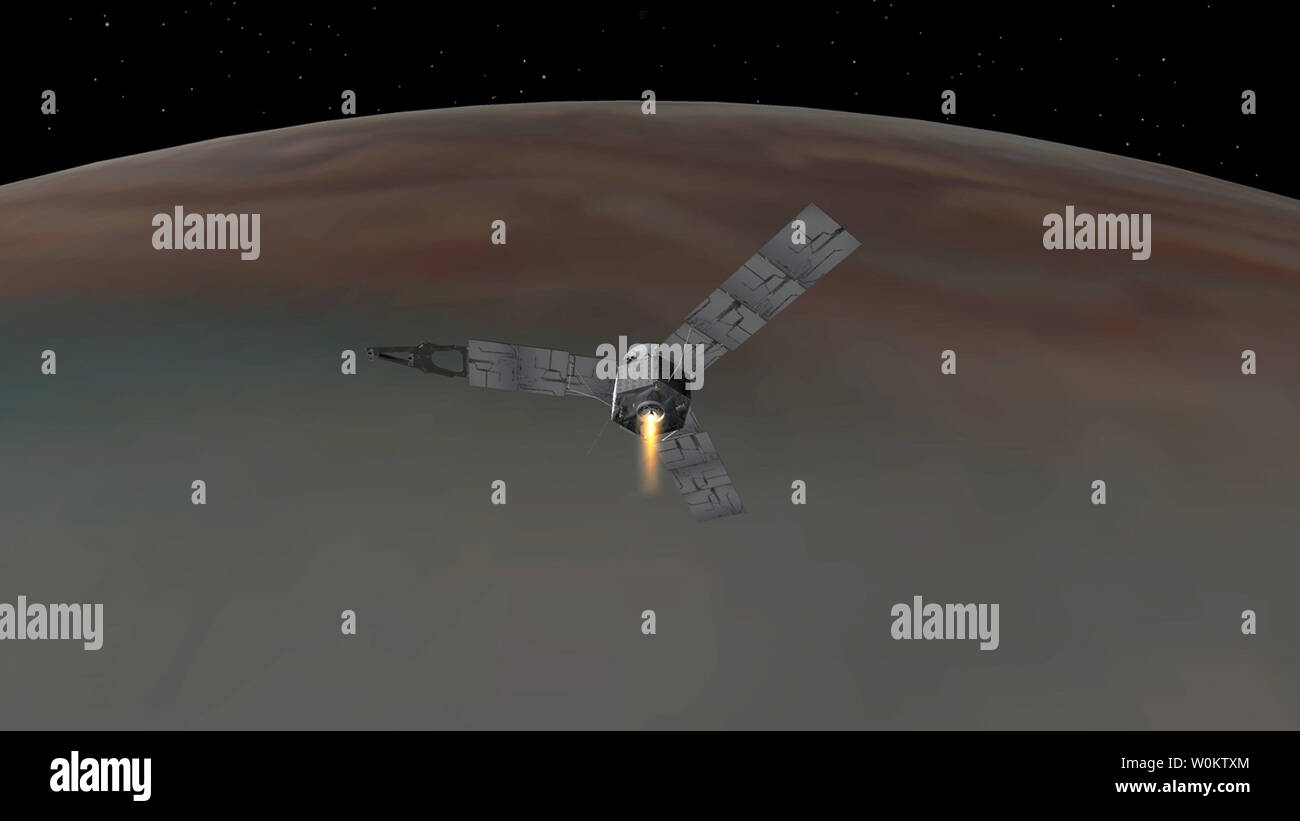 This Illustration Depicts Nasas Juno Spacecraft Successfully Entering
