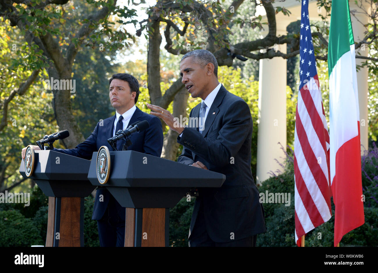 U.S. President Barack Obama and Italian Prime Minister Matteo Renzi ...