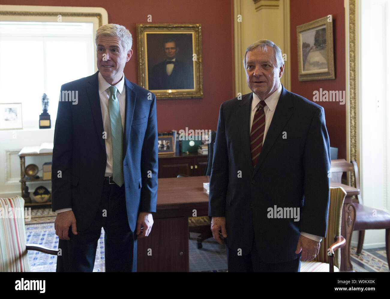Senate Democratic Whip Dick Durbin (D-Ill.), right, talks with Supreme ...