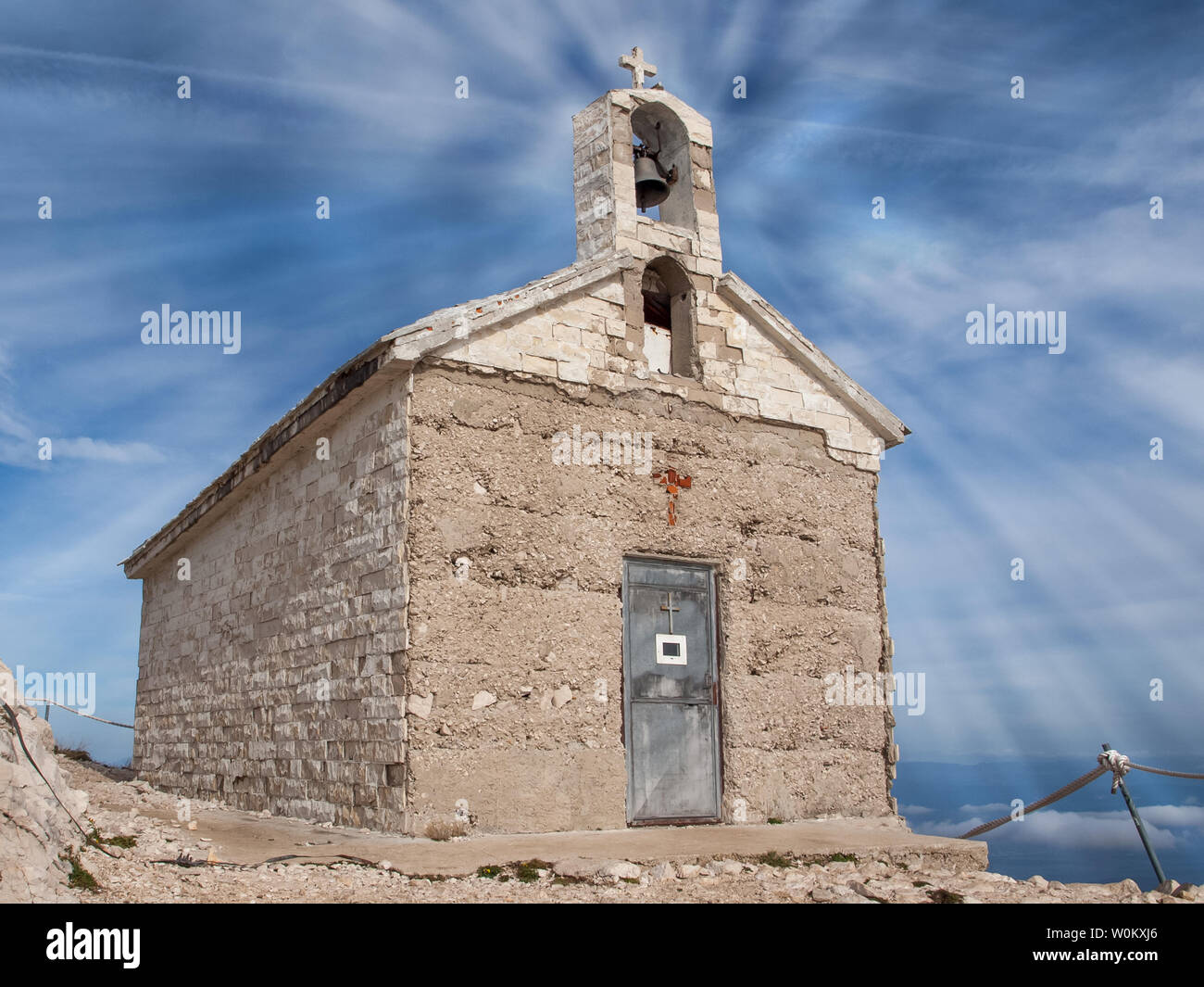 Small church on the highest top of the Mountain Stock Photo - Alamy