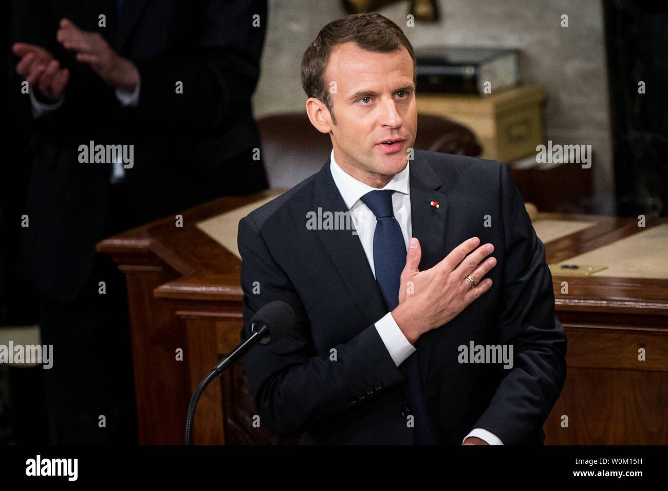 French President Emmanuel Macron addresses a joint session of Congress ...