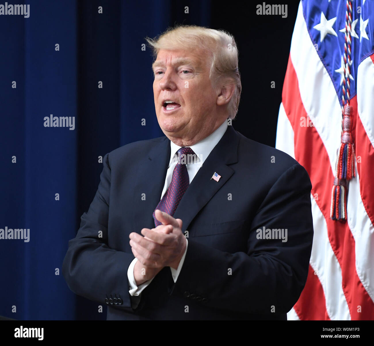 President Donald Trump greets veterans at a military support event in ...