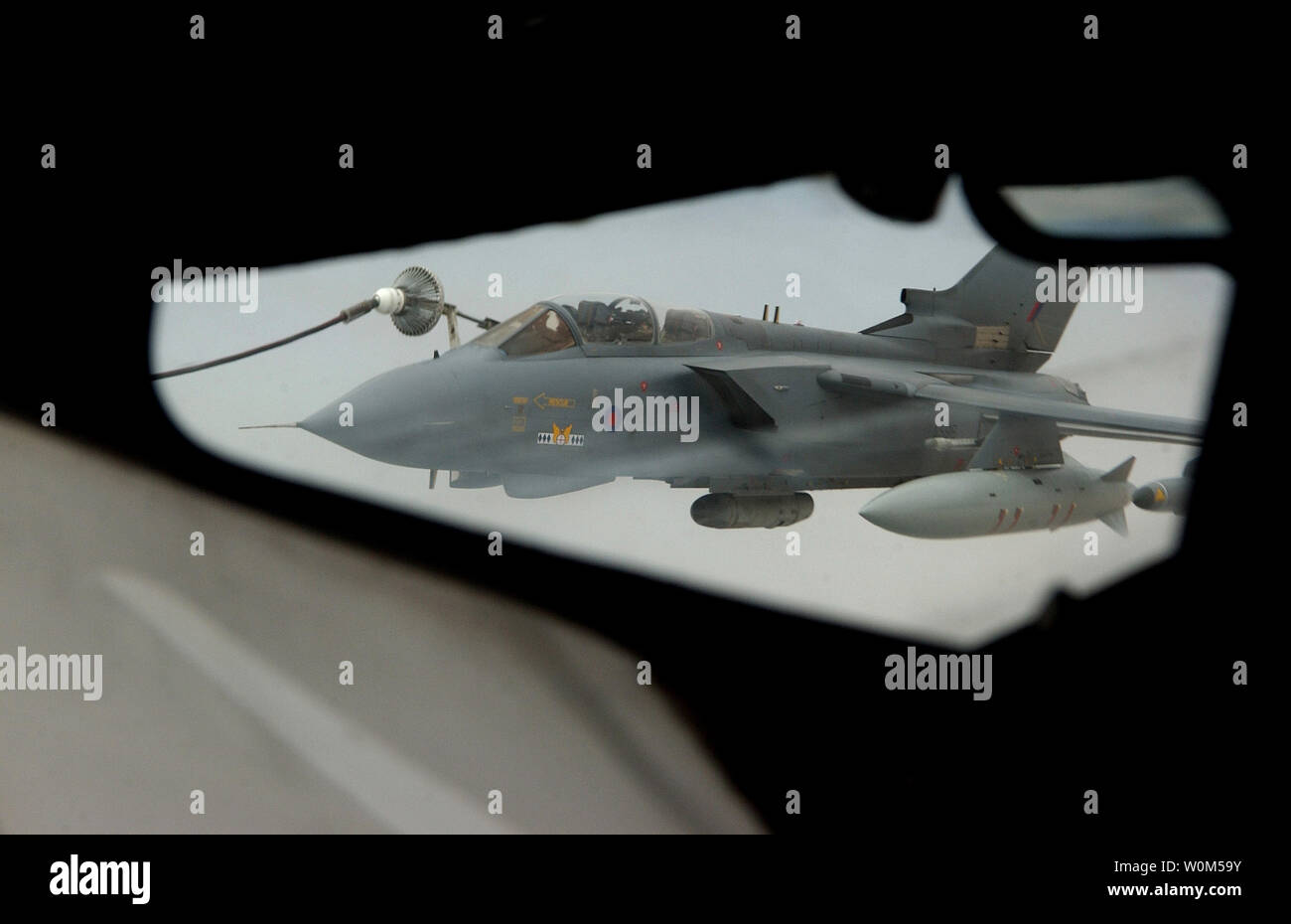 A Royal Air Force G-4 Tornado is refueled by a KC-135 using the MPRS ...