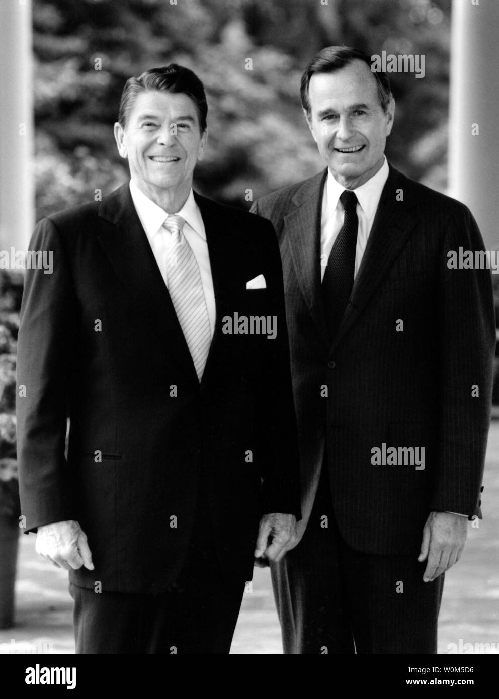 President Ronald Reagan and Vice President George Bush are seen here in ...
