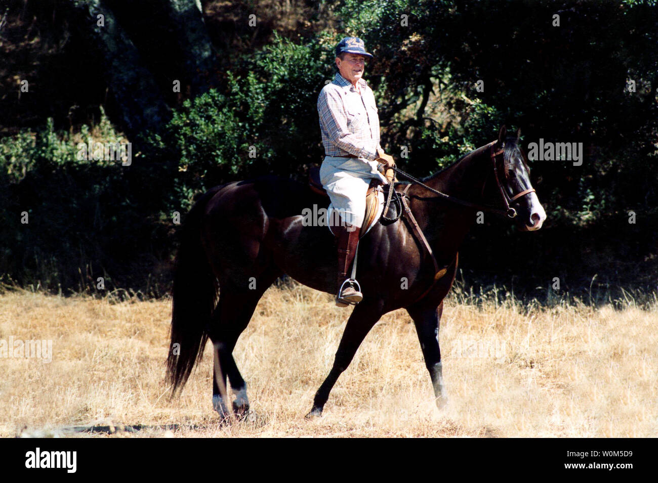 President Ronald Reagan is seen here in this 1985 file photo at his ...