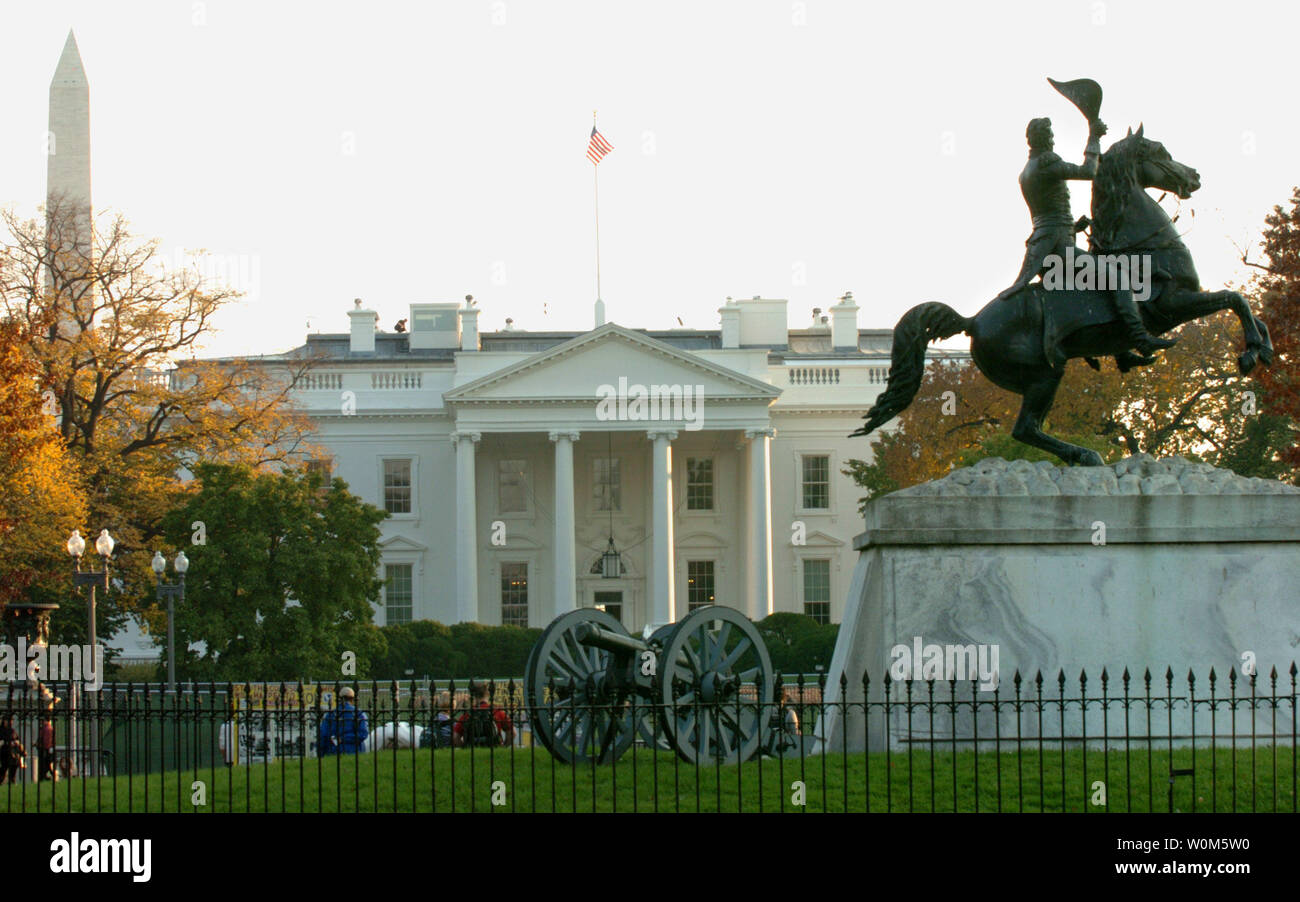 The equestrian statue of President Andrew Jackson and the Washington ...
