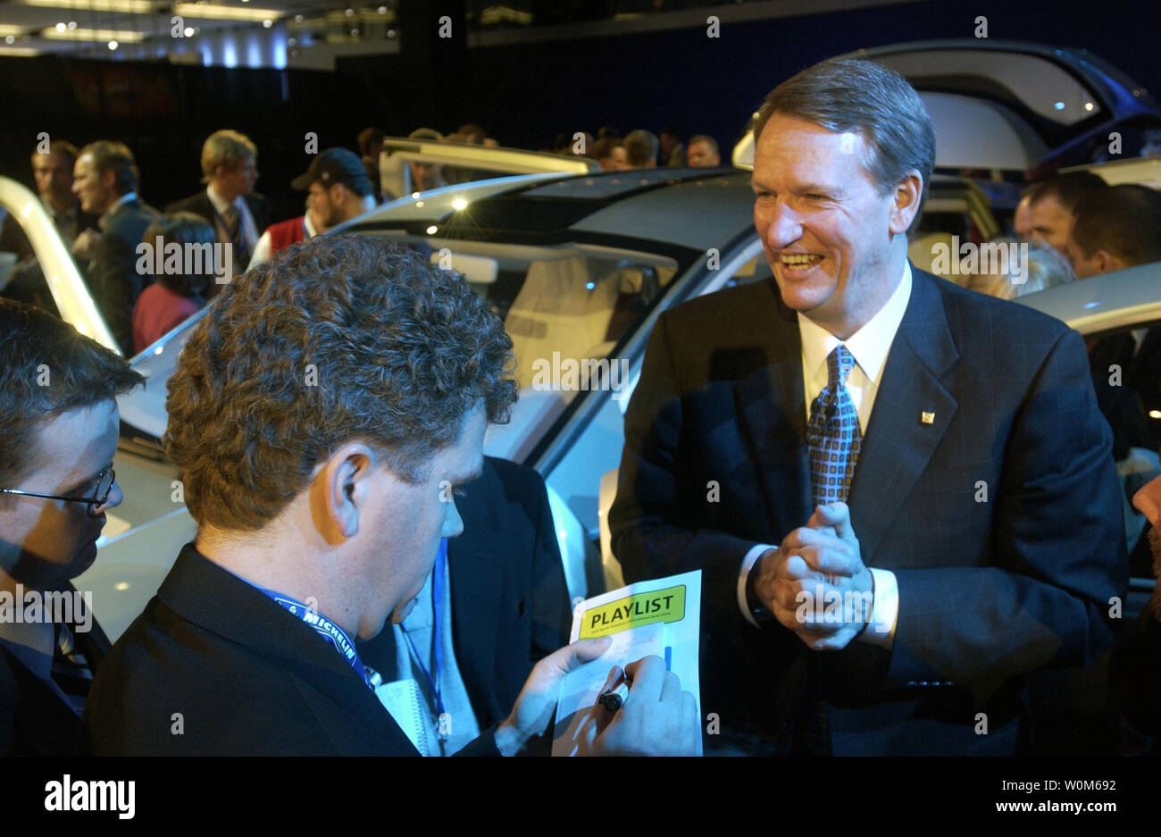 General Motors Chairman and CEO Rick Wagoner talks with reporters after ...
