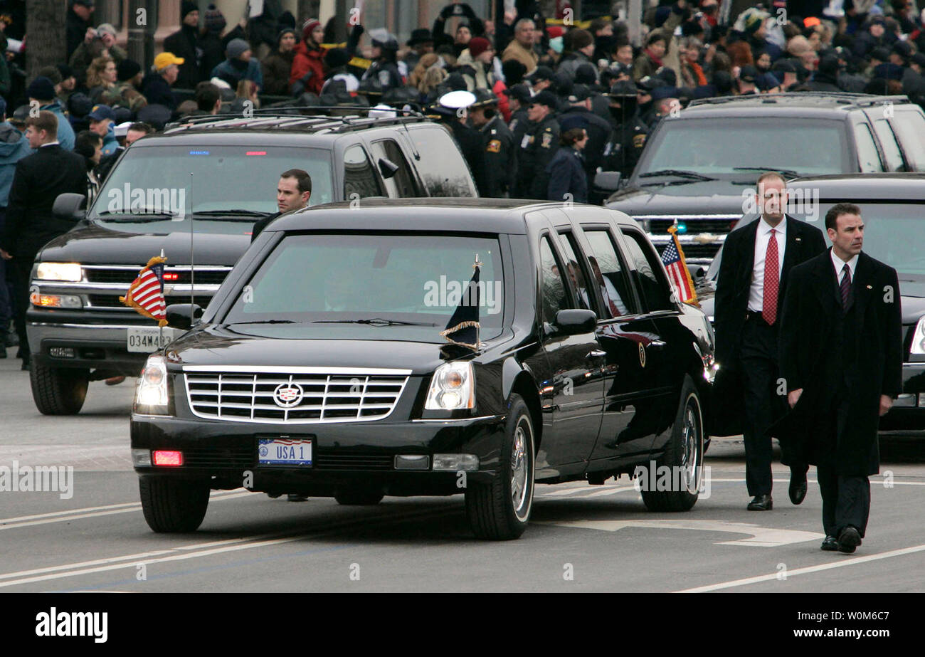 U. S. President George W. Bush, travels along Pennsylvania Avenue in ...