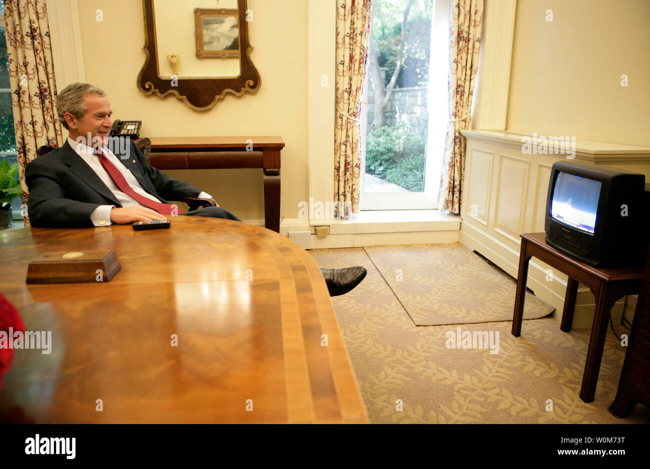 President George W. Bush watches the launch of the Space Shuttle ...