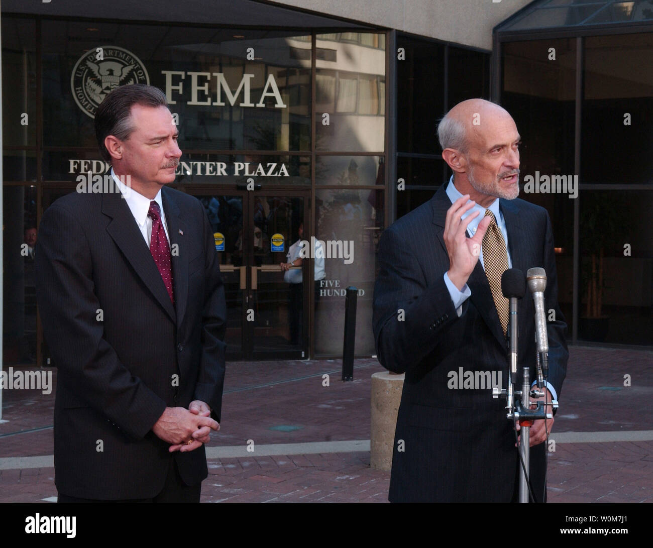 Secretary of Homeland Security, Michael Chertoff (front), introduces ...
