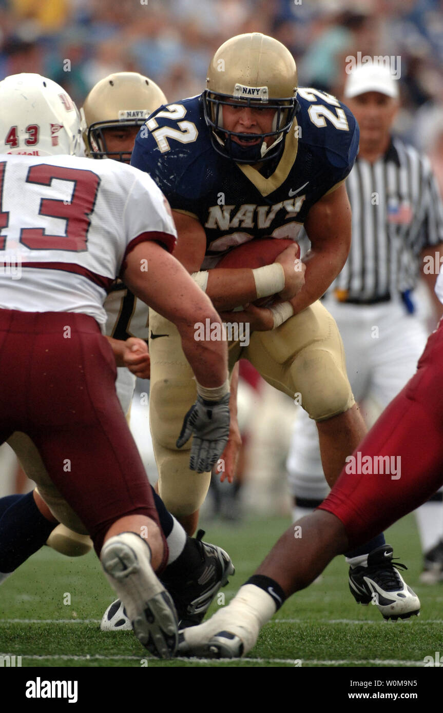 Navy running back Adam Ballard looks for a hole in the University of ...