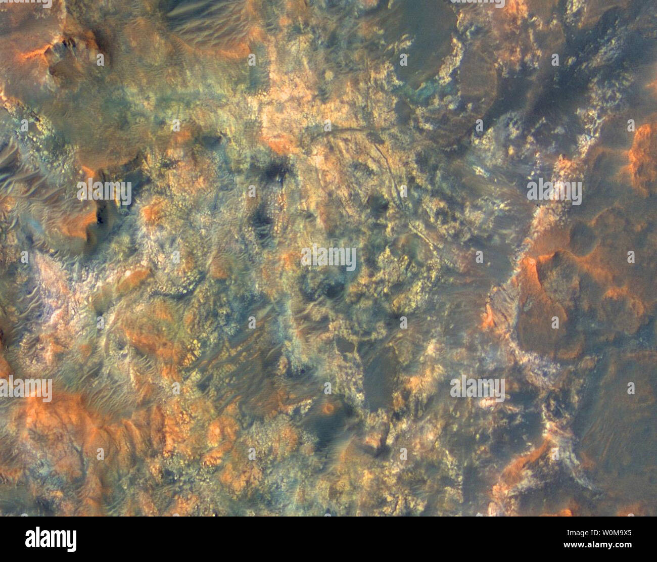This image shows diverse materials and morphologies in the region south ...