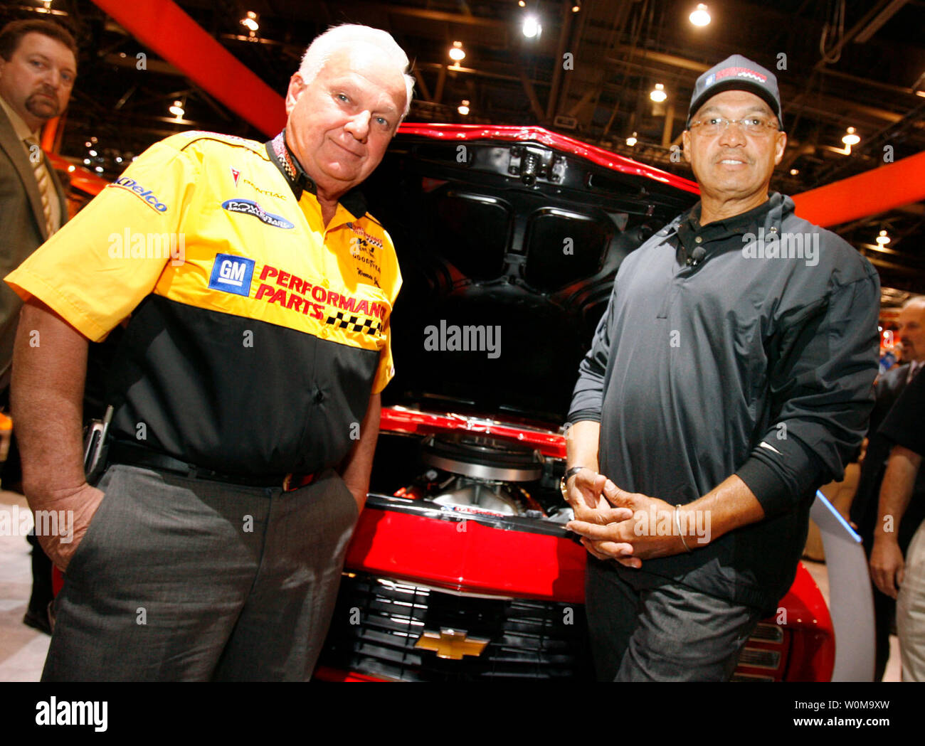 National Hot Rod Association drag racer Warren Johnson (left) and ...