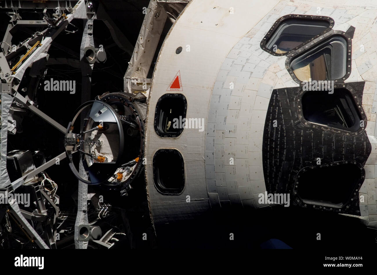 This NASA photo features different areas of the Space Shuttle Atlantis ...