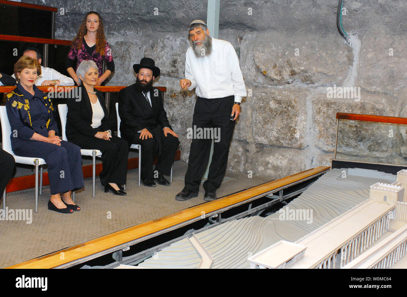 U.S. First Lady Laura Bush (L) and Aliza Olmert (2nd L), wife of ...
