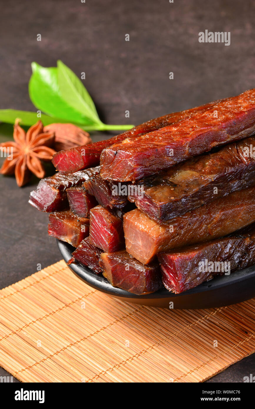 Air-dried hand-torn beef HD picture Stock Photo - Alamy