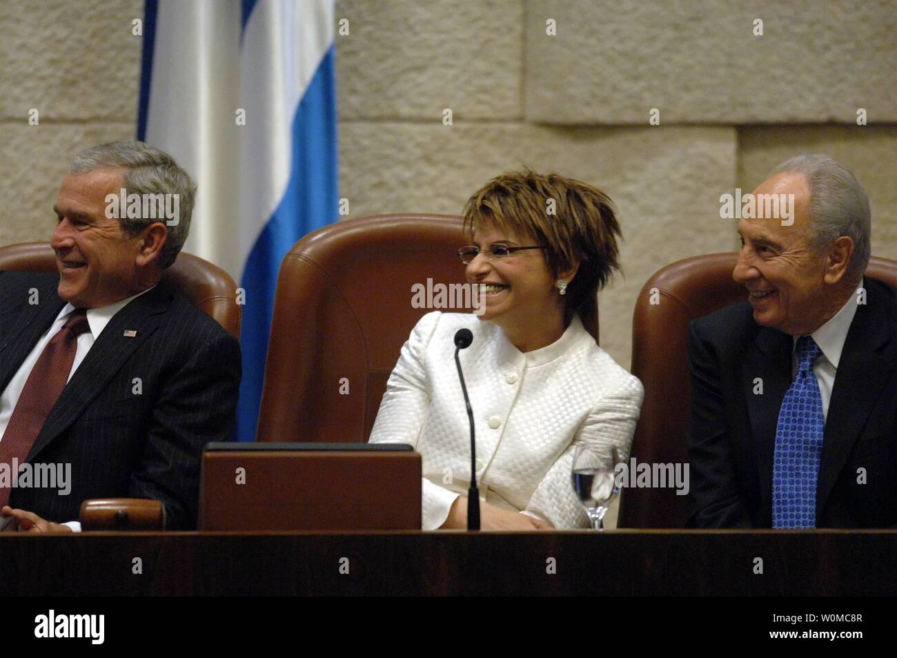 (L to R) U.S. President George W. Bush, Knesset Speaker Dalia Itzik and ...