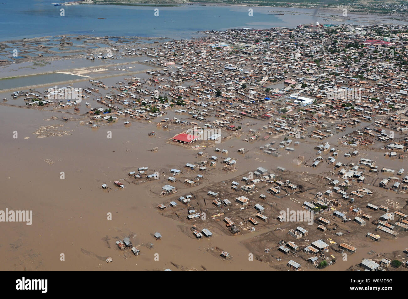 An aerial view of Port-Au-Prince, Haiti is seen after recent hurricanes ...