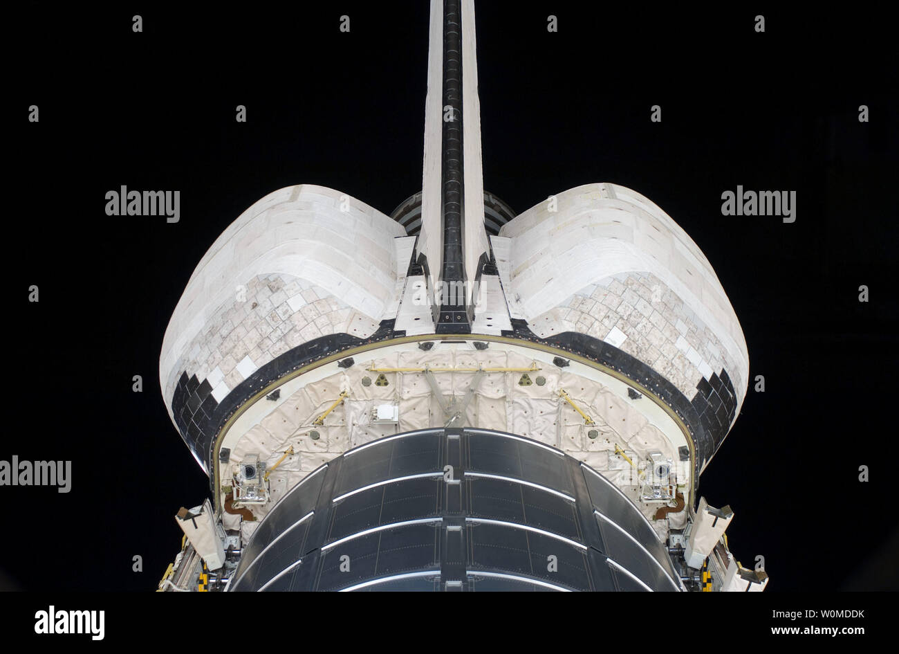 The aft portion of the Space Shuttle Endeavour, with the multi-purpose ...