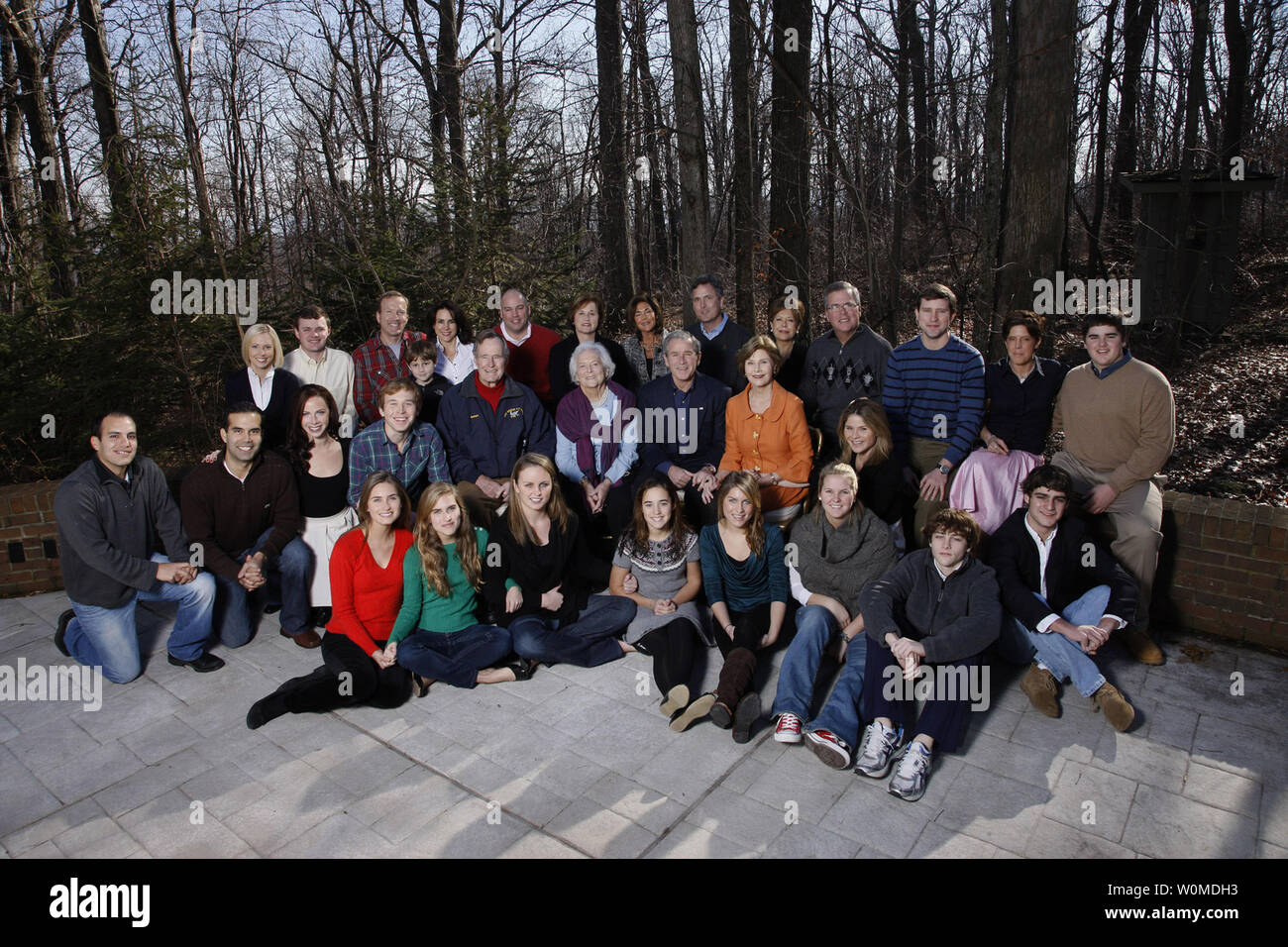 President George W. Bush and family gather at Camp David, Maryland on ...