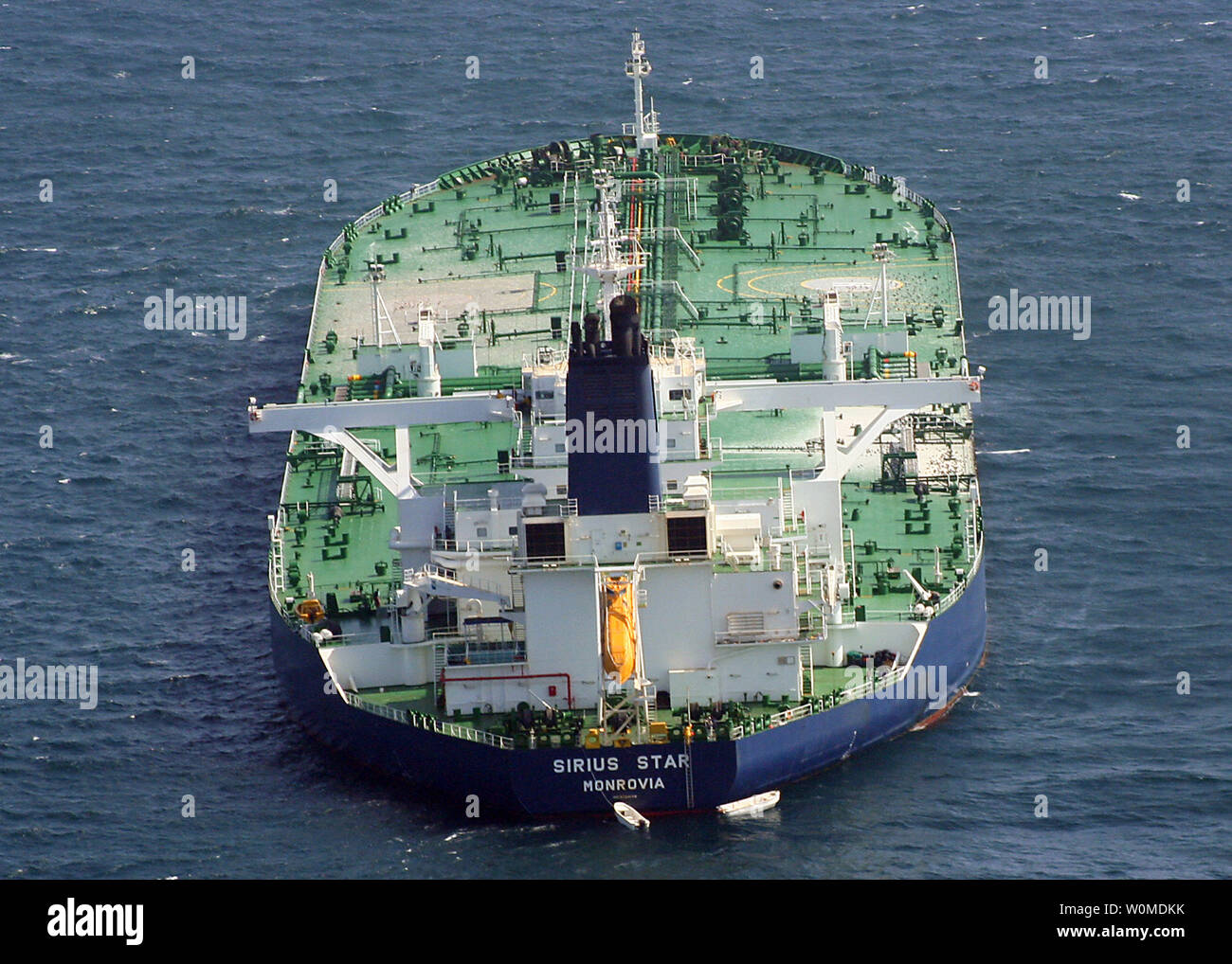 The MV Sirius Star is observed at anchor by the U.S. Navy on January 9 ...