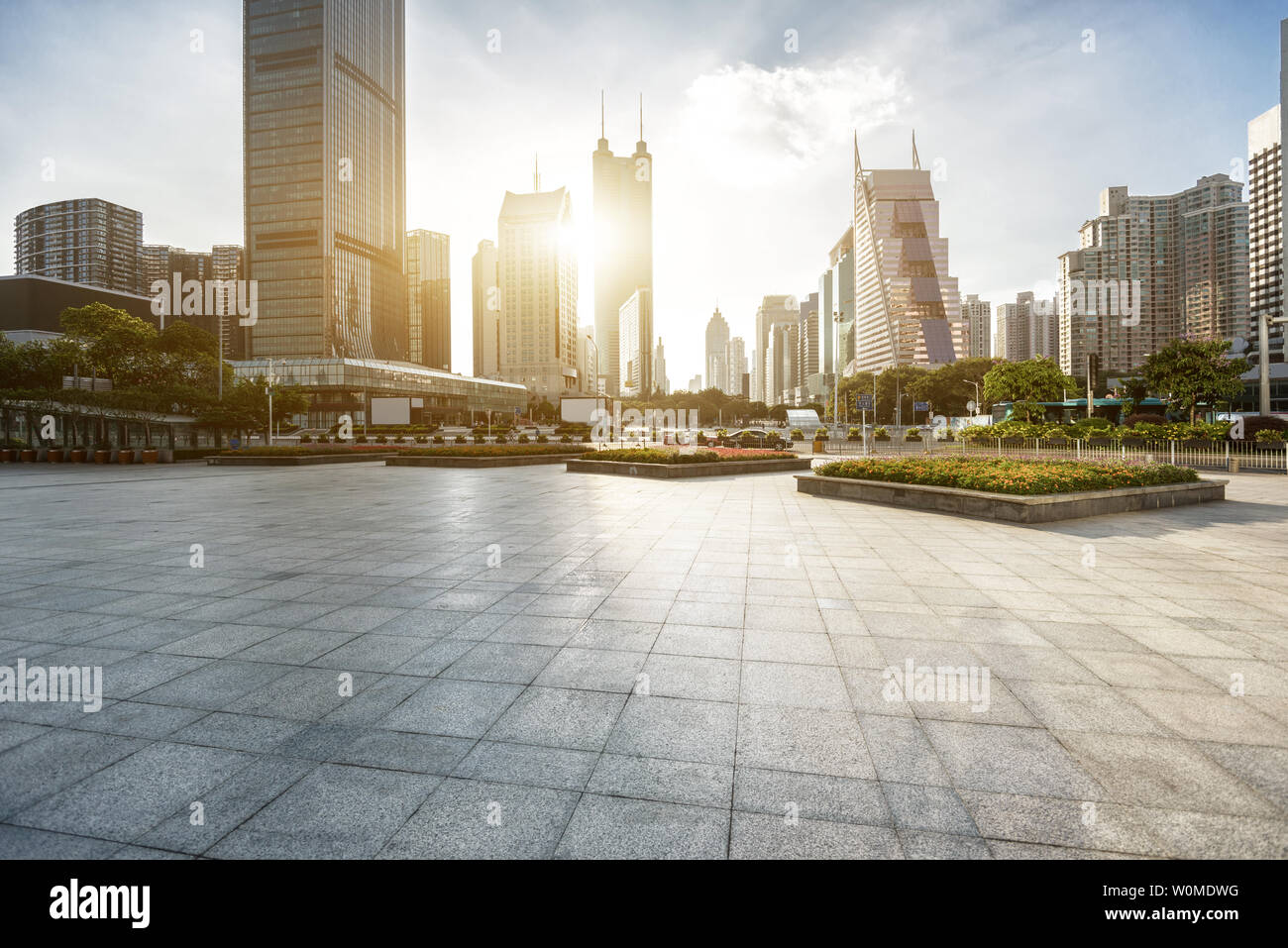 Modern city square and skyscrapers Stock Photo - Alamy
