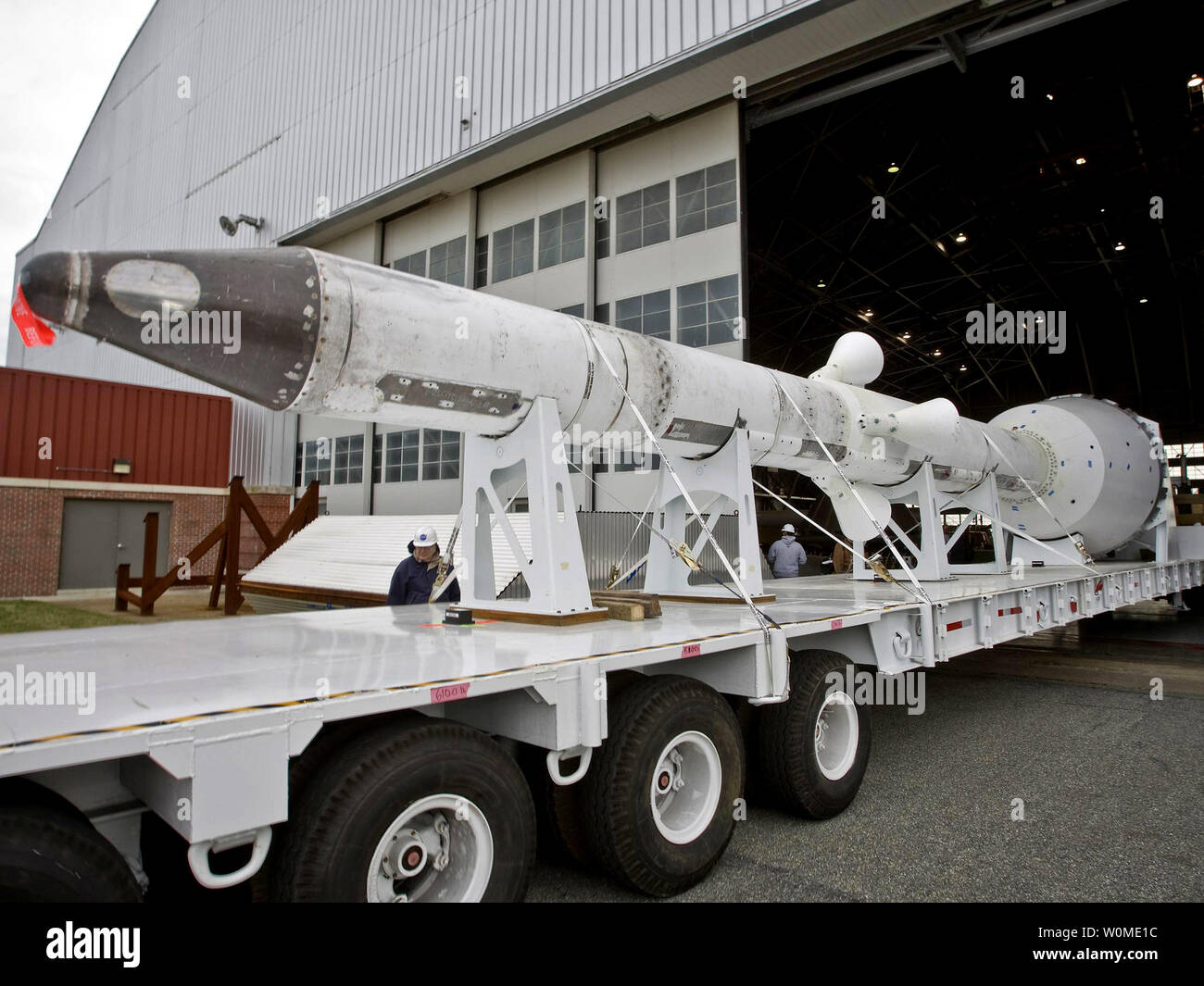 This undated NASA image shows the Ares I-X Launch Abort System ...