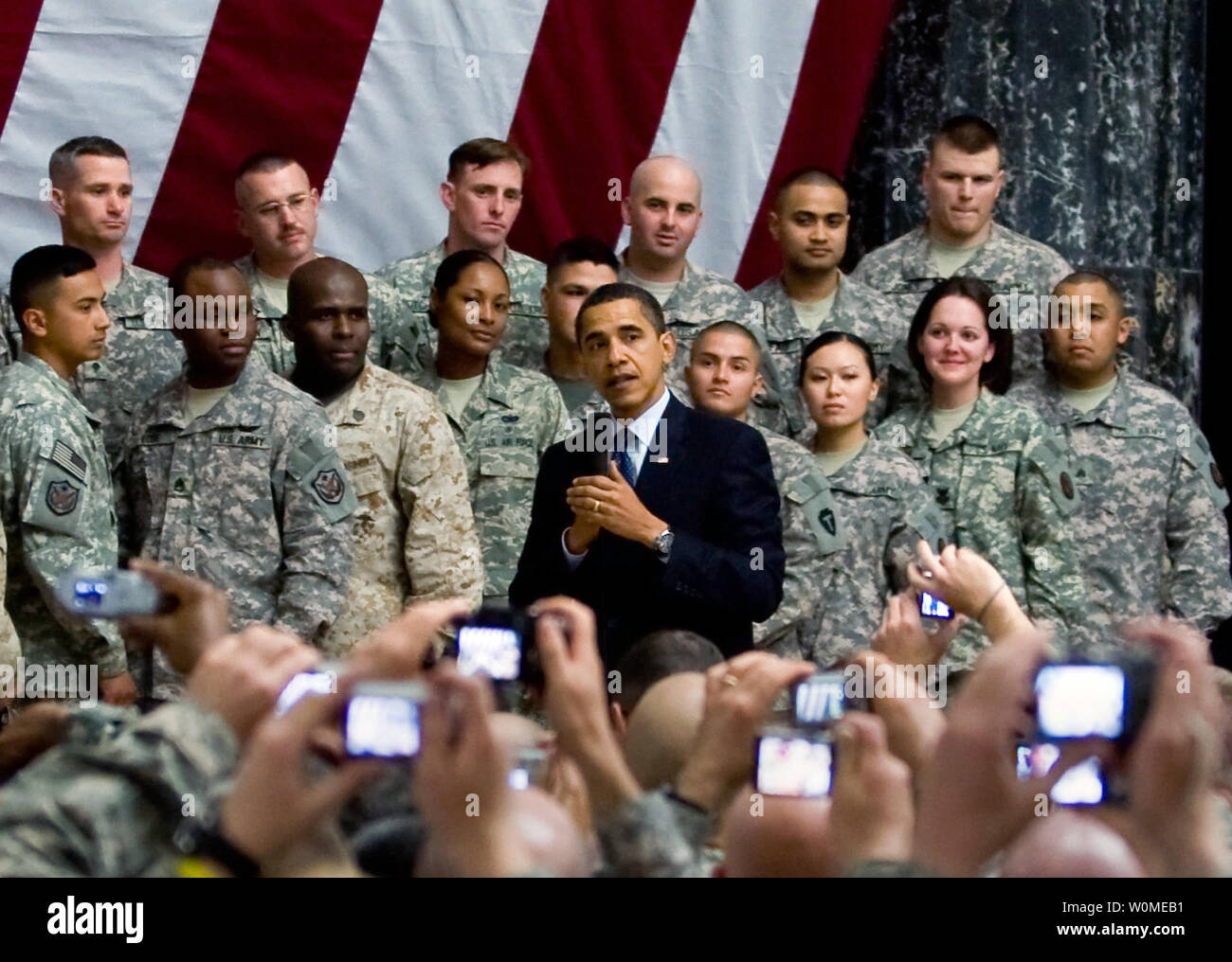 U.S. President Barack Obama visits U.S. soldiers at Camp Victory in ...