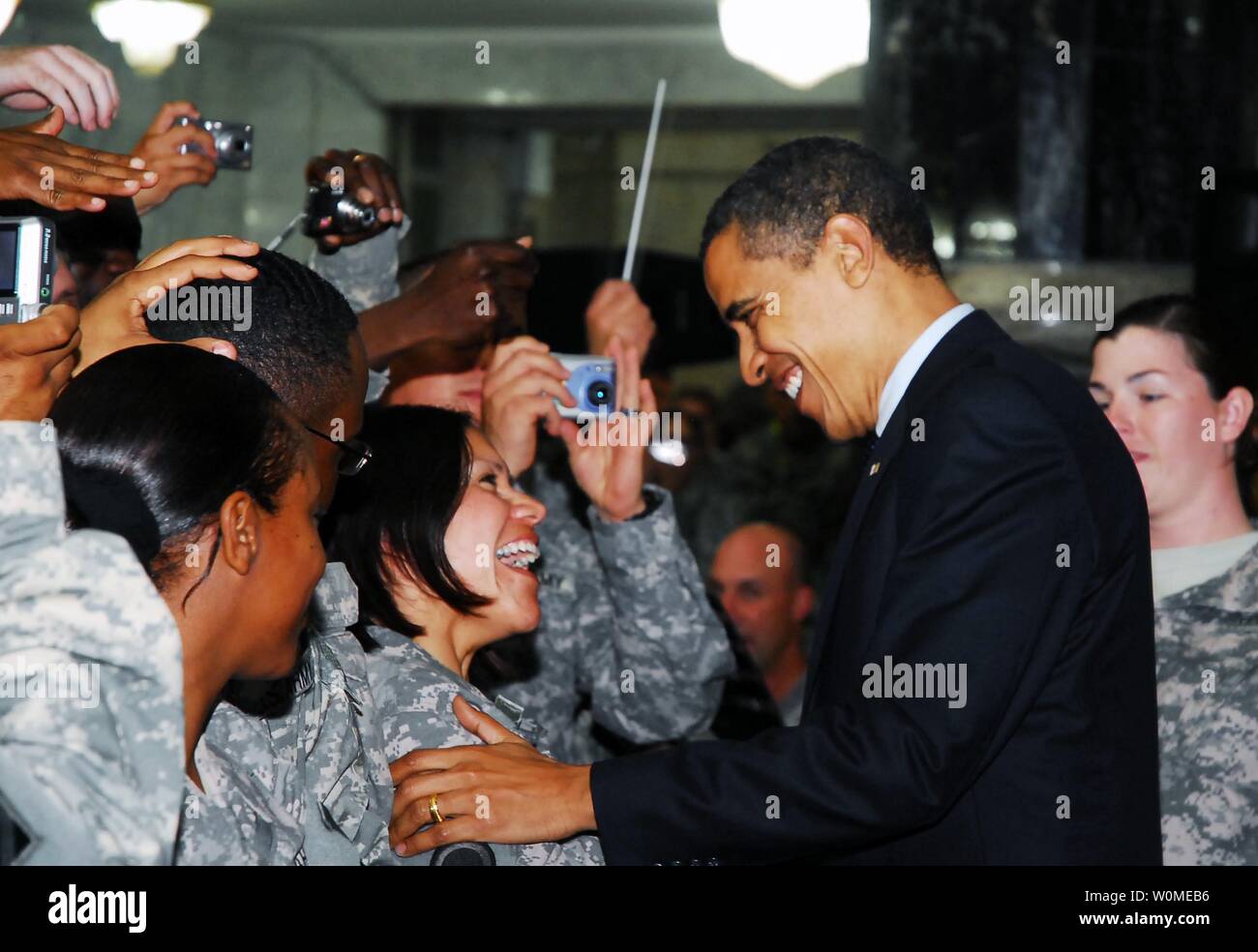 U.S. President Barack Obama visits U.S. soldiers at Camp Victory in ...