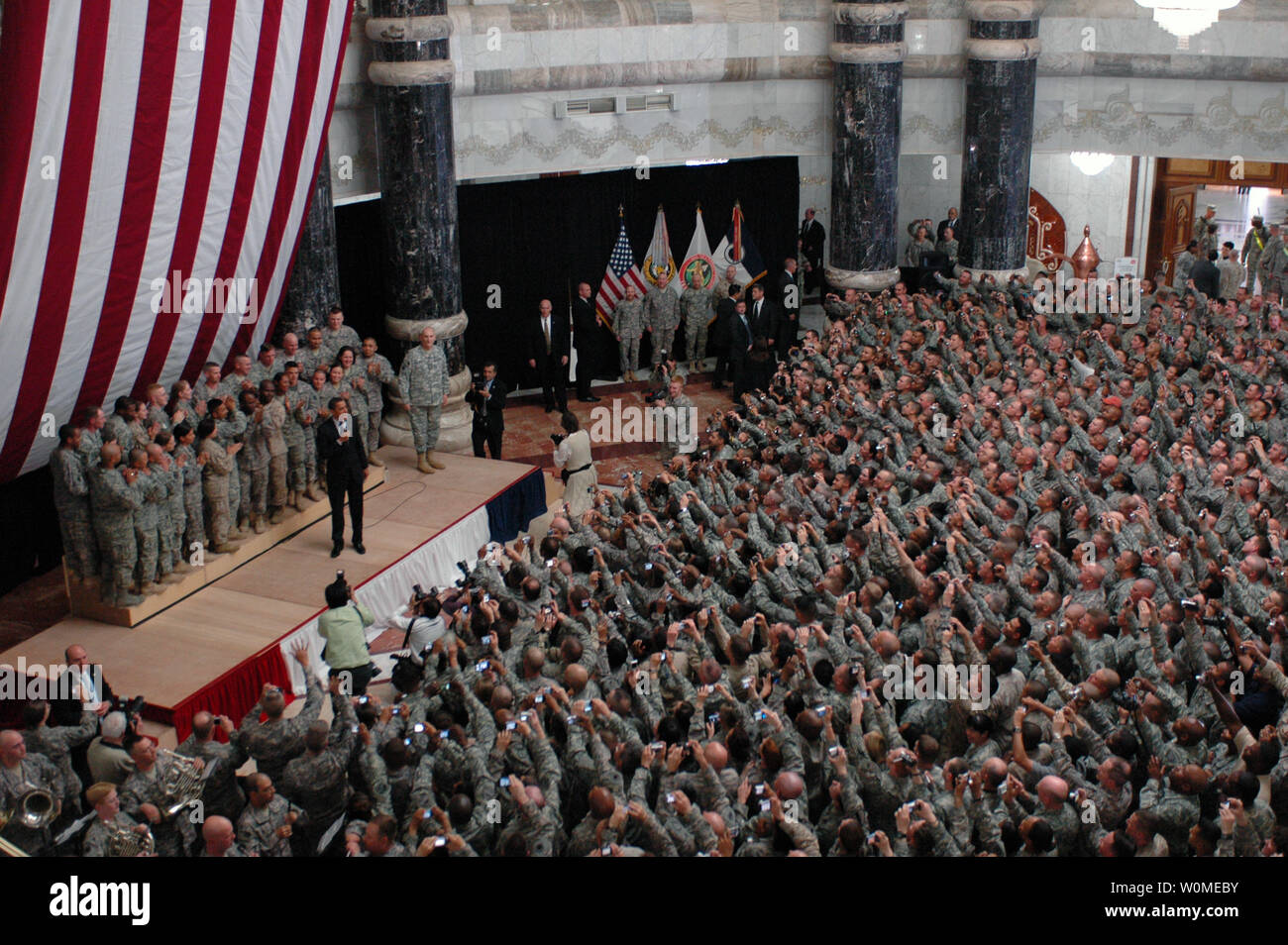 U.S. President Barack Obama visits U.S. soldiers at Camp Victory in ...