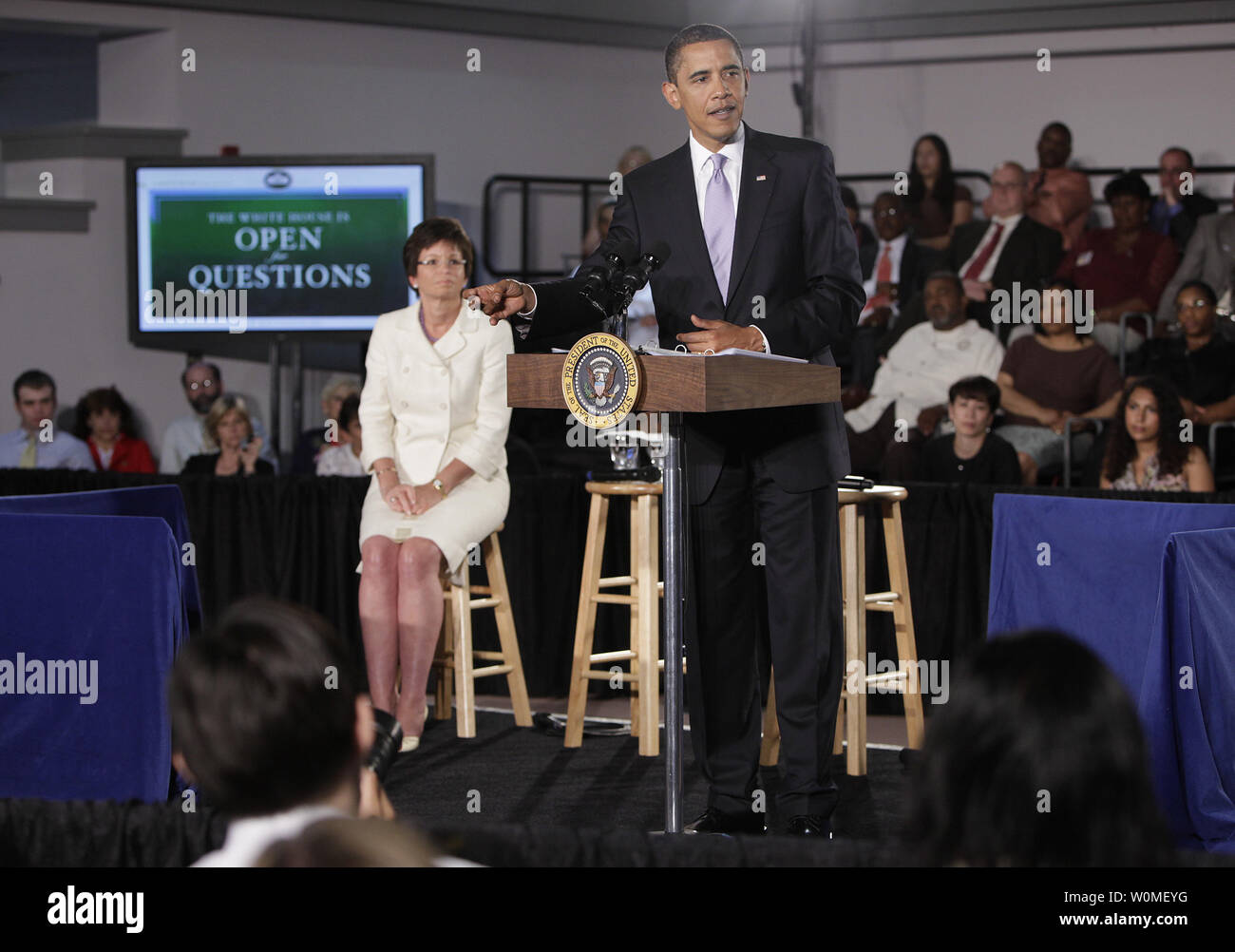 President Barack Obama participating in a national discussion on health ...
