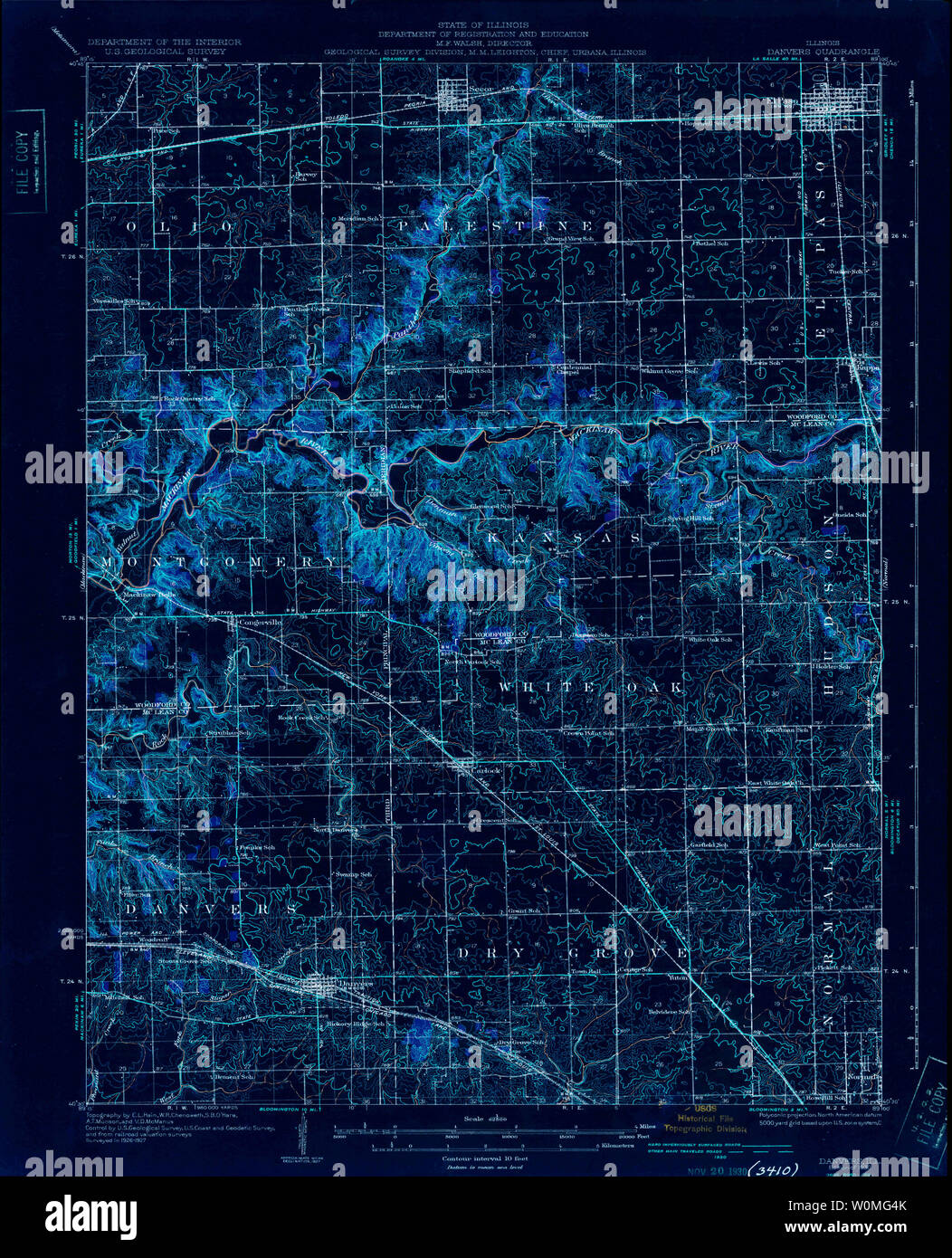 USGS TOPO Map Illinois IL Danvers 309368 1930 62500 Inverted ...