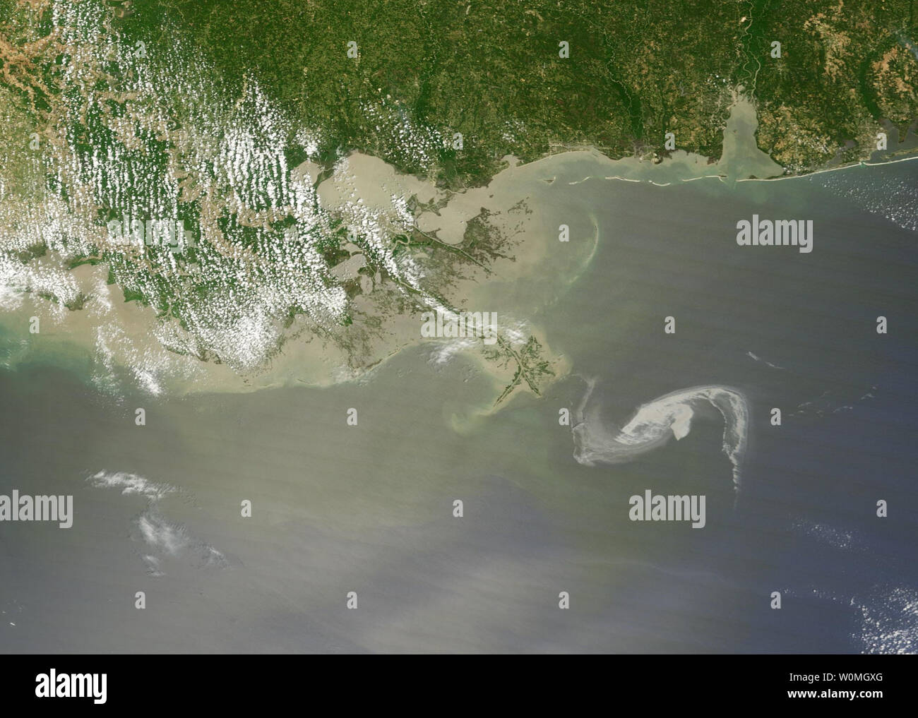 A NASA satellite image taken on April 29, 2010 shows the oil slick from ...