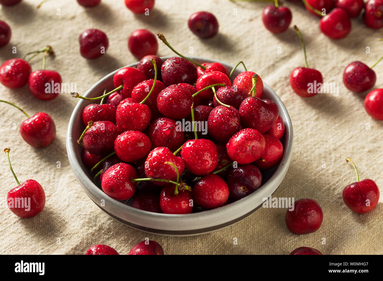 Raw Red Organic Cherries Ready to Eat Stock Photo - Alamy