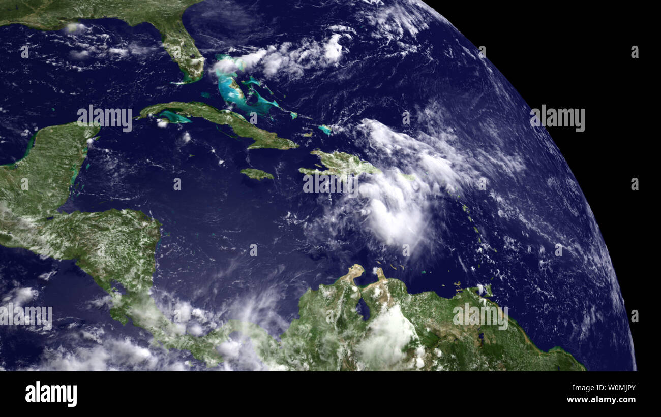 This NOAA Satellite image shows Tropical Storm Emily as it moves ...