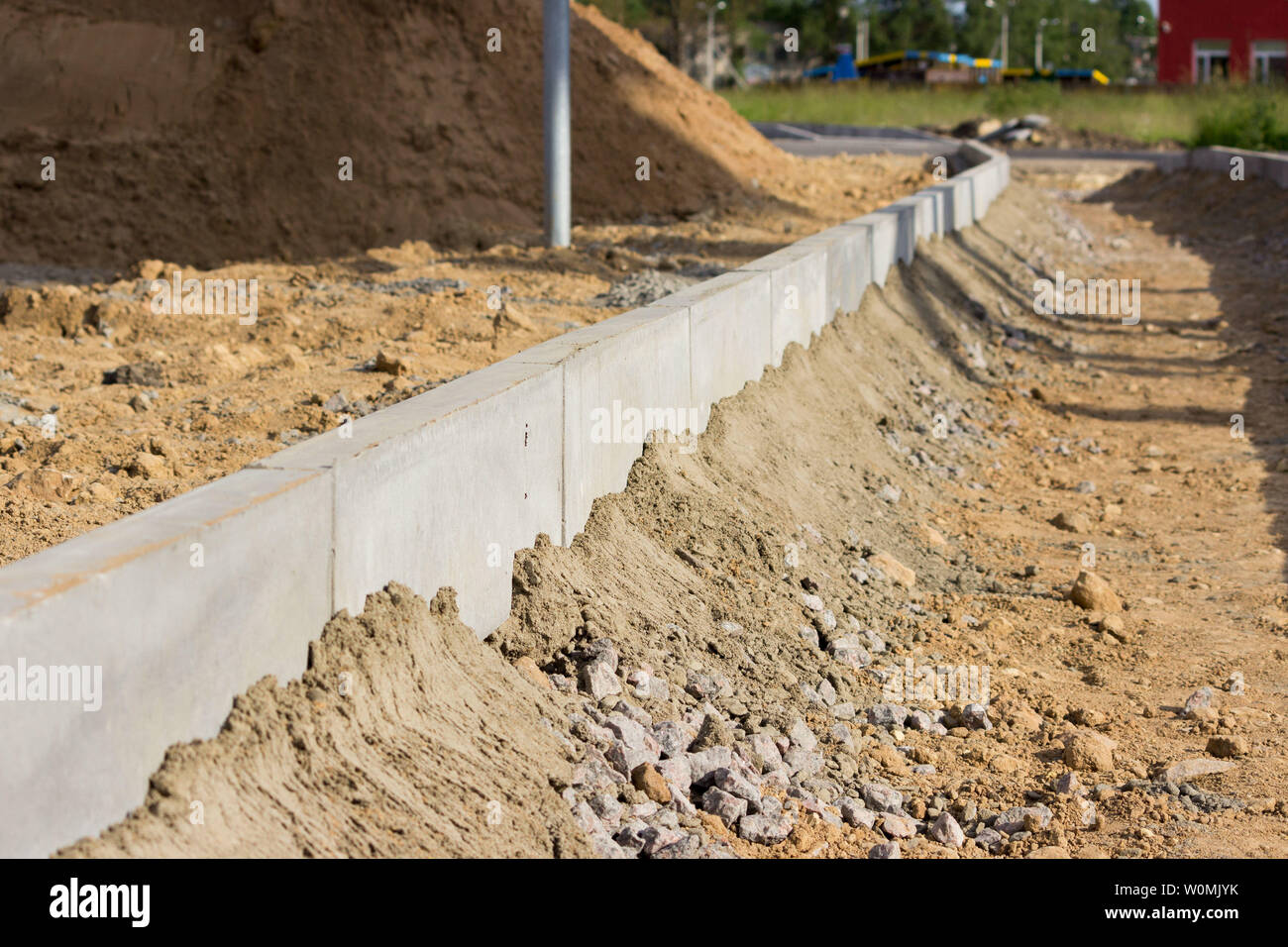 Repair of the sidewalk, install curbs near road before laying paving ...