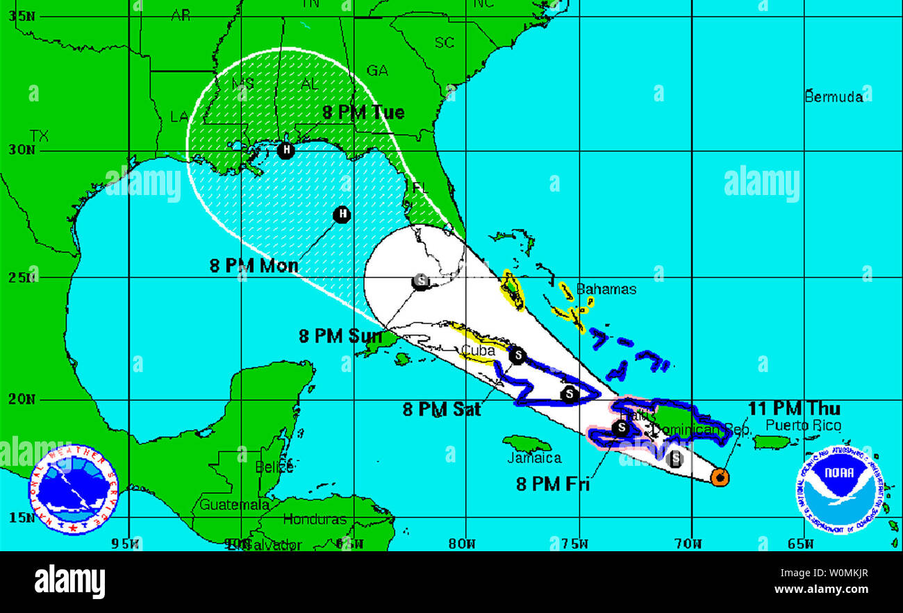 This NOAA chart released on August 23, 2012 shows the projected five ...