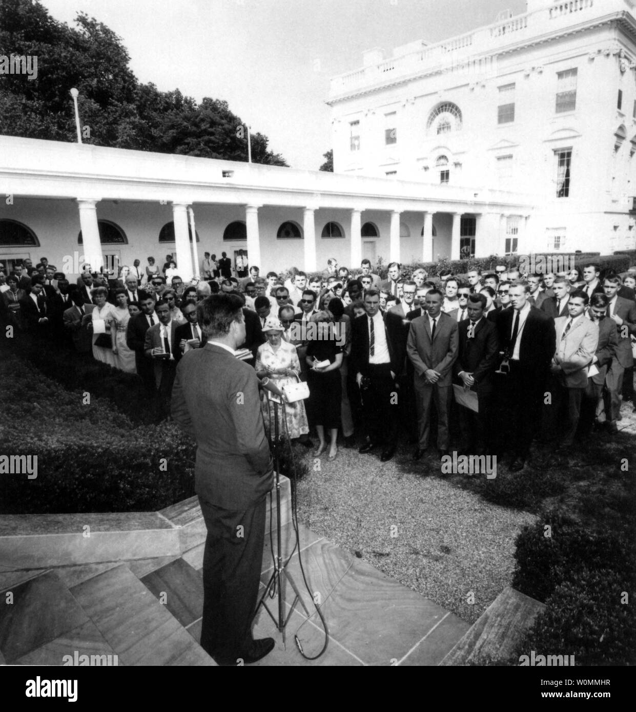President John F. Kennedy addresses the first group of Peace Corps ...