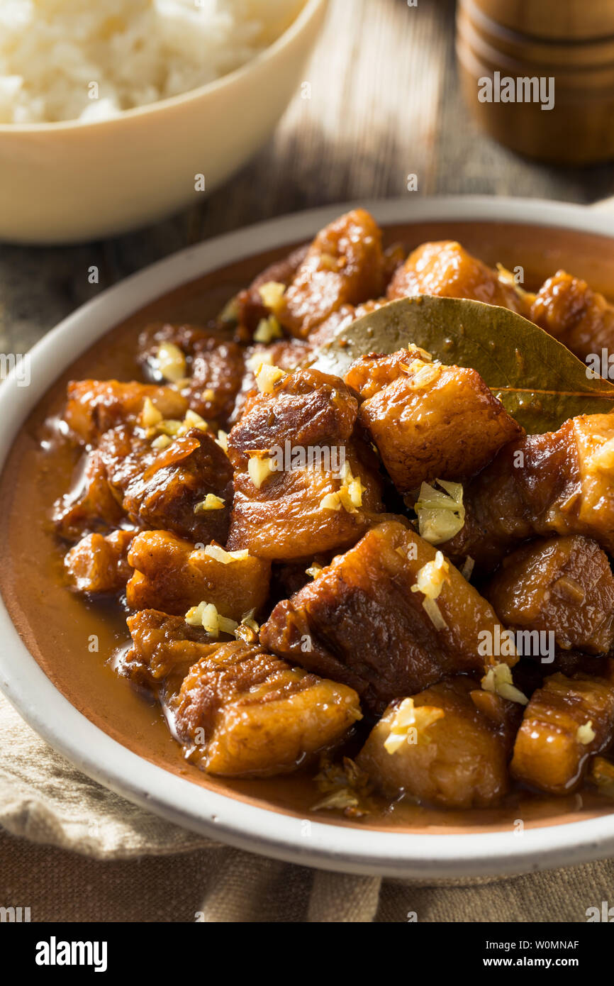 Homemade Filipino Adobo Pork with White Rice Stock Photo - Alamy